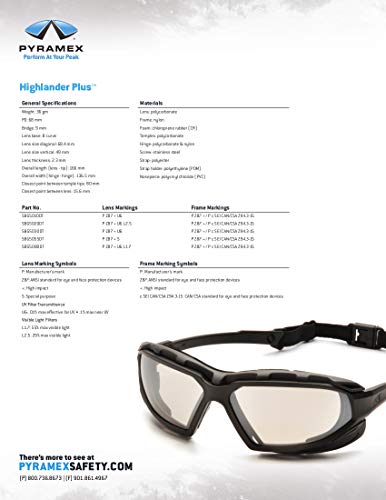 Pyramex Safety Highlander XP Eyewear, Black-Gray Frame/Clear Anti-Fog Lens