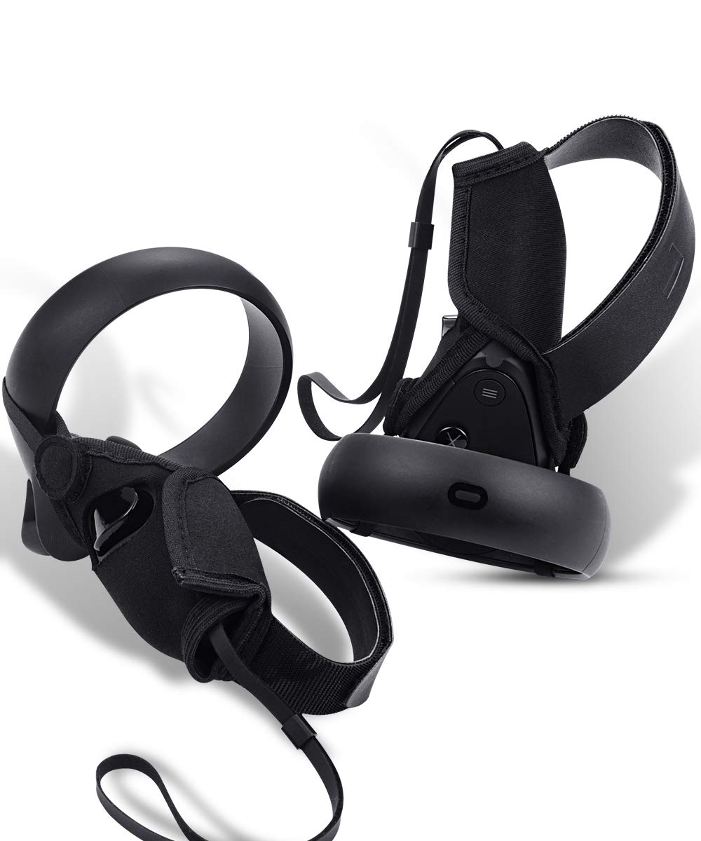VR Touch Controller Grip Cover for Oculus Quest or Rift S Controller, Raylove Non-Slip Sweatproof and Washable Grips Skin VR Anti-Throw Controller Accessories Handle Protective Sleeve (Black, 1 Pair)