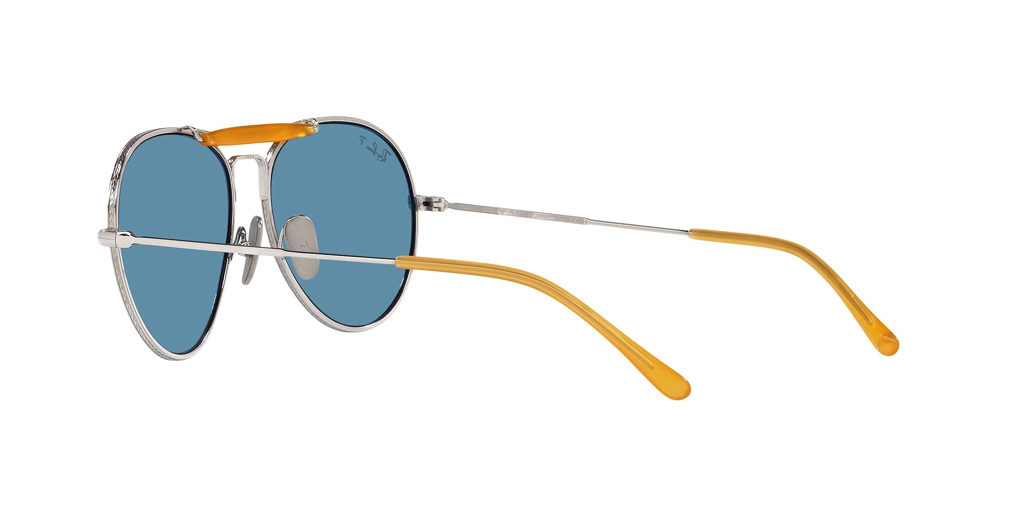 Ray-Ban RB8063 Titanium Aviator Sunglasses, Silver/Blue Polarized, 55 mm