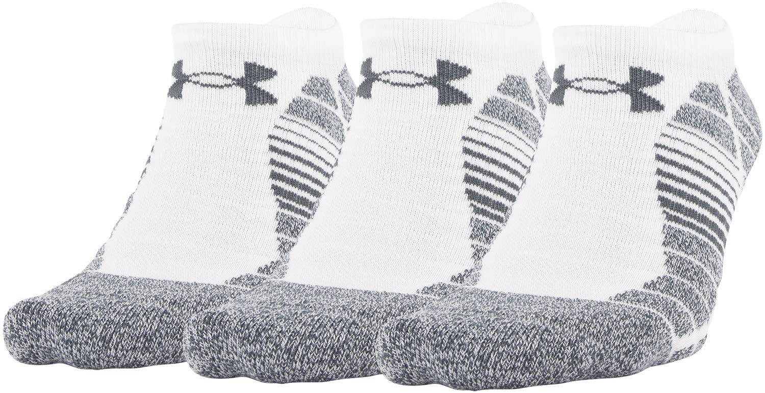 Under Armour Adult Elevated Performance No Show Socks, 3-Pairs , White , Medium