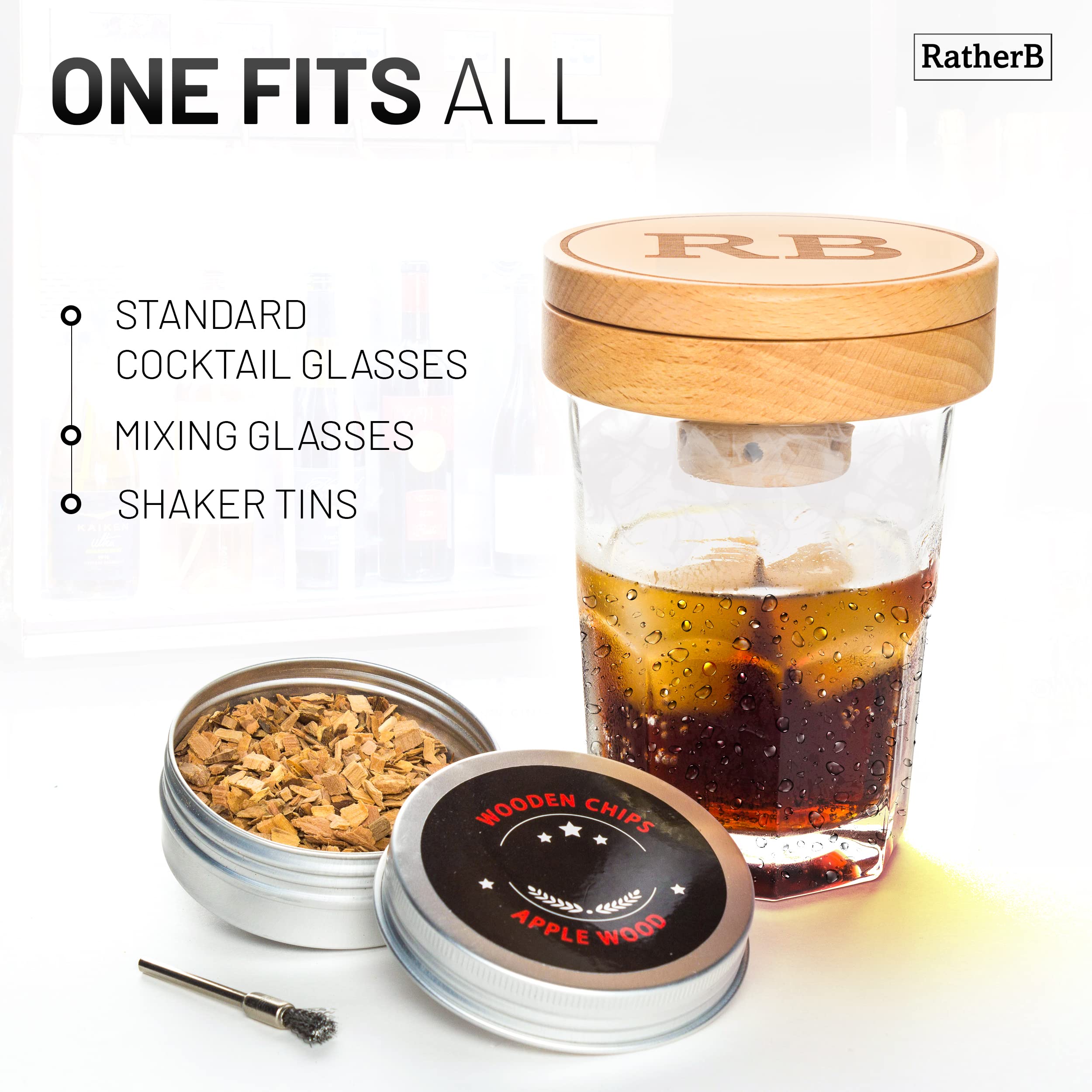Whiskey and Cocktail Smoker, Smoke Infuser with 4 Wood Chip Flavoring, Old Fashioned Bourbon Brandy Smoker kit, Bartender Kit, Gift Ideas for Men