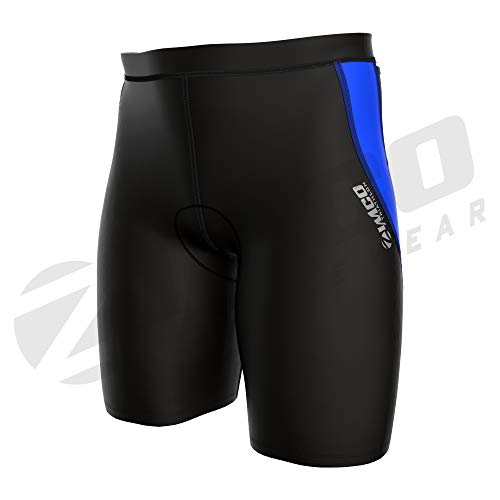 Zimco Performance Triathlon Shorts Mens | Tri Shorts Mens Padded | Tri Race Cycling Shorts (Black/Blue, Small)