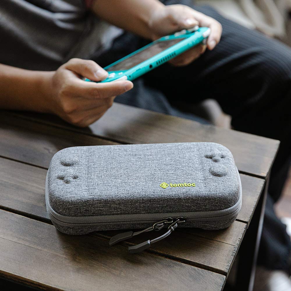 tomtoc Switch Lite Case, GPD WIN 4 Case, Slim Protective Carrying Case with Original Patent, Travel Storage Switch Lite Sleeve with 24 Game Cartridges for Nintendo Switch Lite and Accessories, Gray