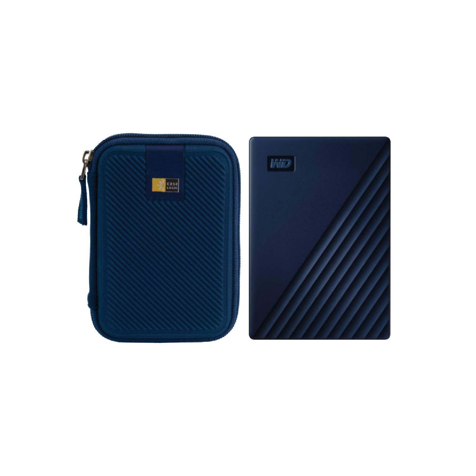 WD 4TB My Passport for Mac USB 3.0 Slim Portable External Hard Drive (Midnight Blue) + Compact Hard Drive Case (Navy Blue) (4TB, Midnight Blue)