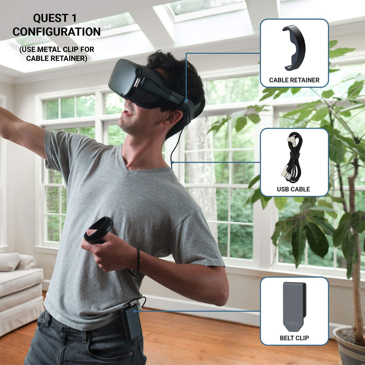 VRGE- USB Battery Power Bank Organizer Kit for Oculus Quest