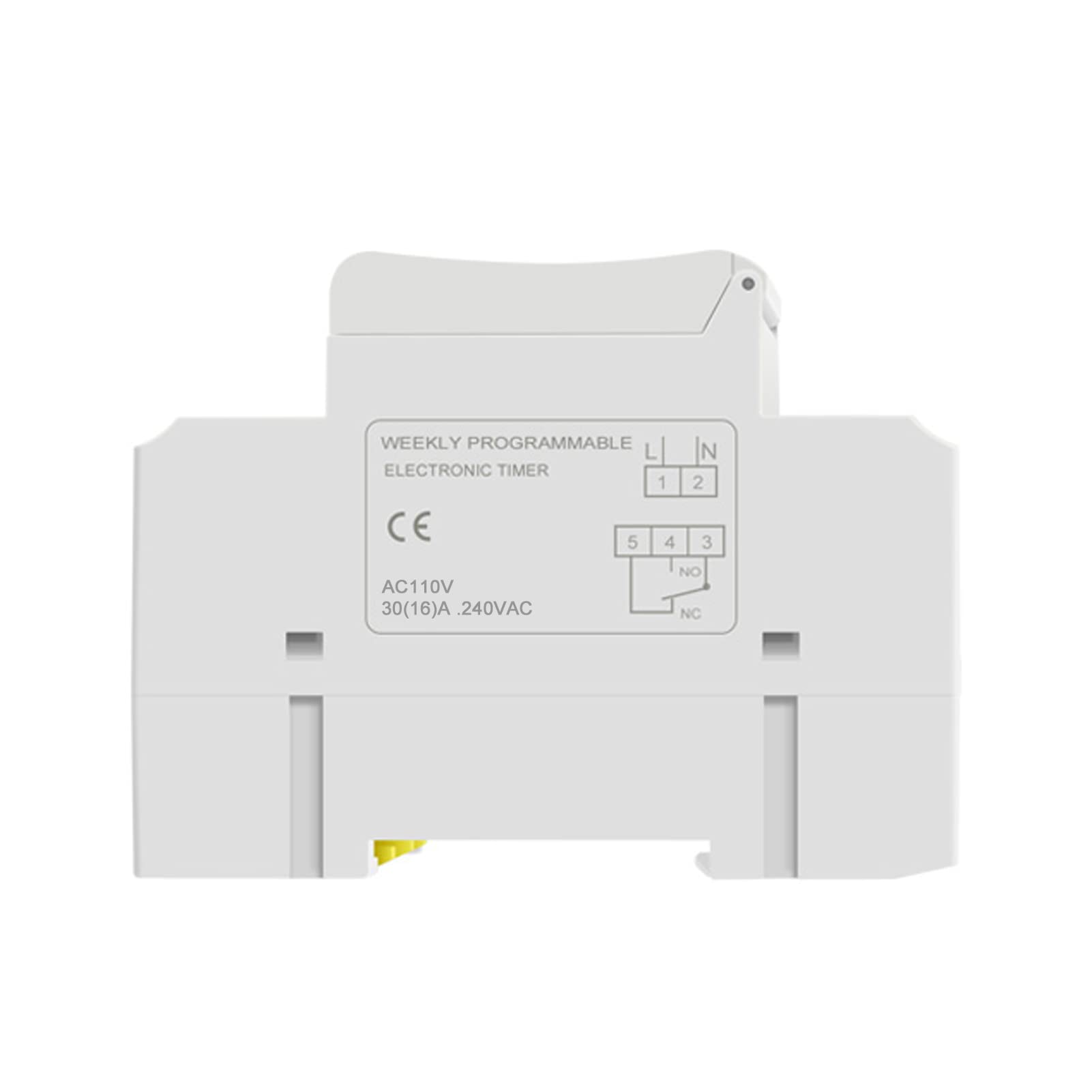 THC 15A (AC110V Programmable Timer Relay 16 On Off Digital Timer Switch for Controlling Street Lamps Neon Lamps Production Equipment, DIN Rail(not Included)