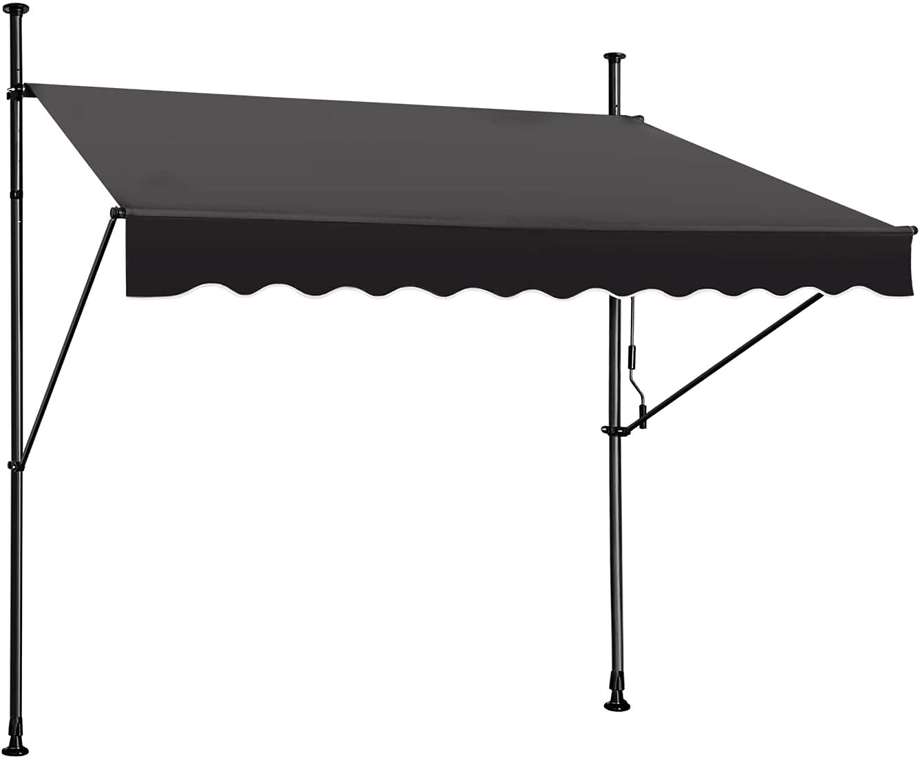 STEELAID Manual Retractable Awning – 59” Non-Screw Outdoor Sun Shade – Adjustable Pergola Shade Cover with UV Protection – 100% Polyester Made Outdoor Canopy – Ideal for Any Window or Door