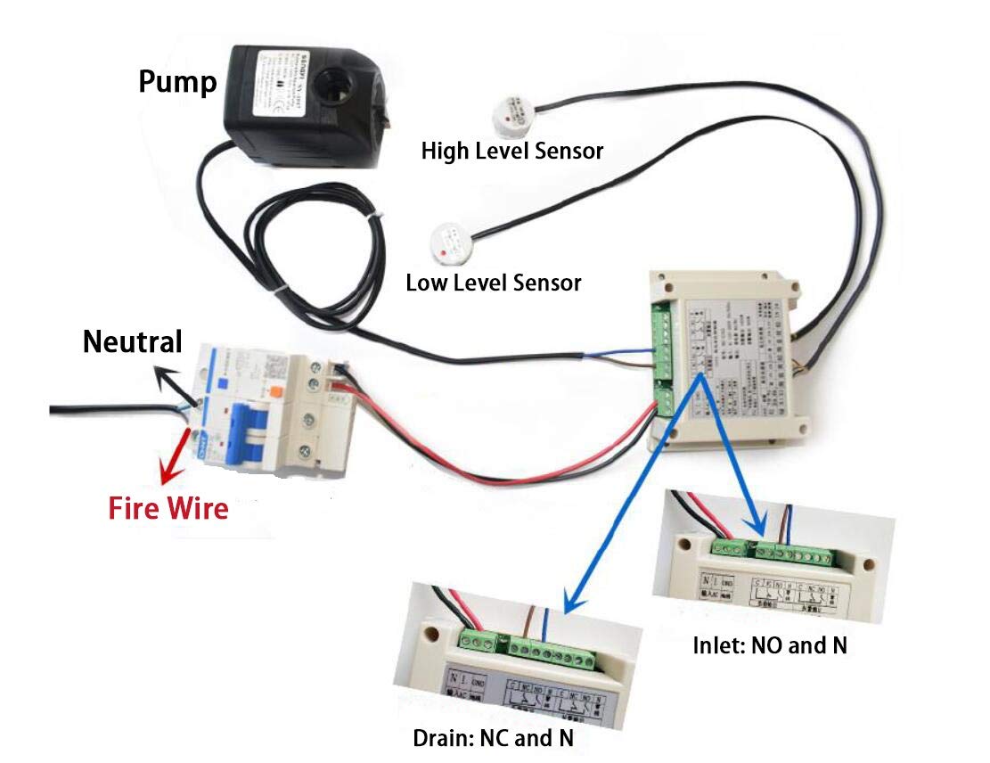 Taidacent Automatic Water Level Controller Water Pump Controller Water Tank Automatic Filling System Either to Fill or Empty a Tank Two Non Contact Water Tank Water Level Sensors 1 Meter Cable