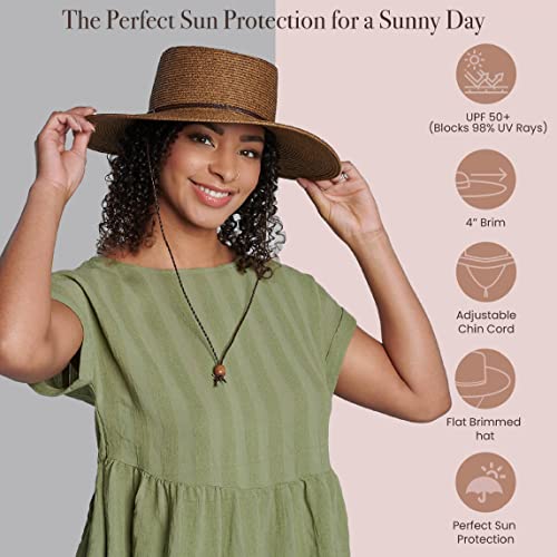 San Diego Hat Company Women's 4-inch Brim Ultrabriad Sun Hat with Adjustable Chin Cord, Brown, One Size