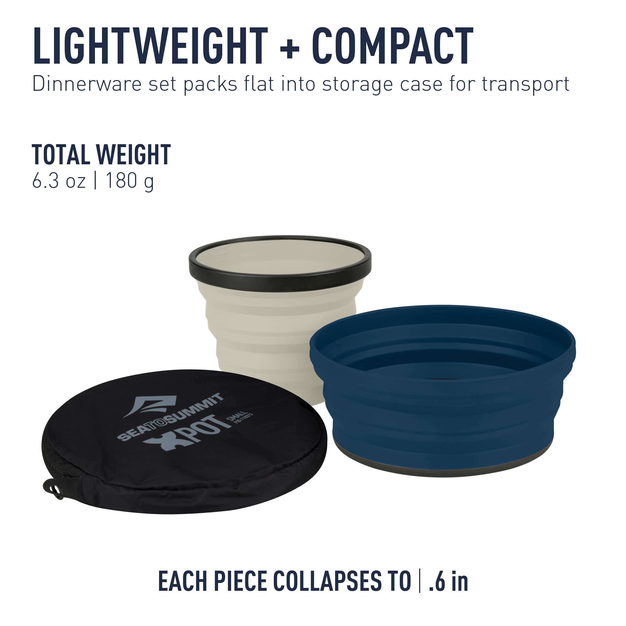 Sea to Summit X-Set Collapsible Camping Dinnerware Set with Zippered Pouch, 2pc (Mug & Bowl), Royal Blue/Orange