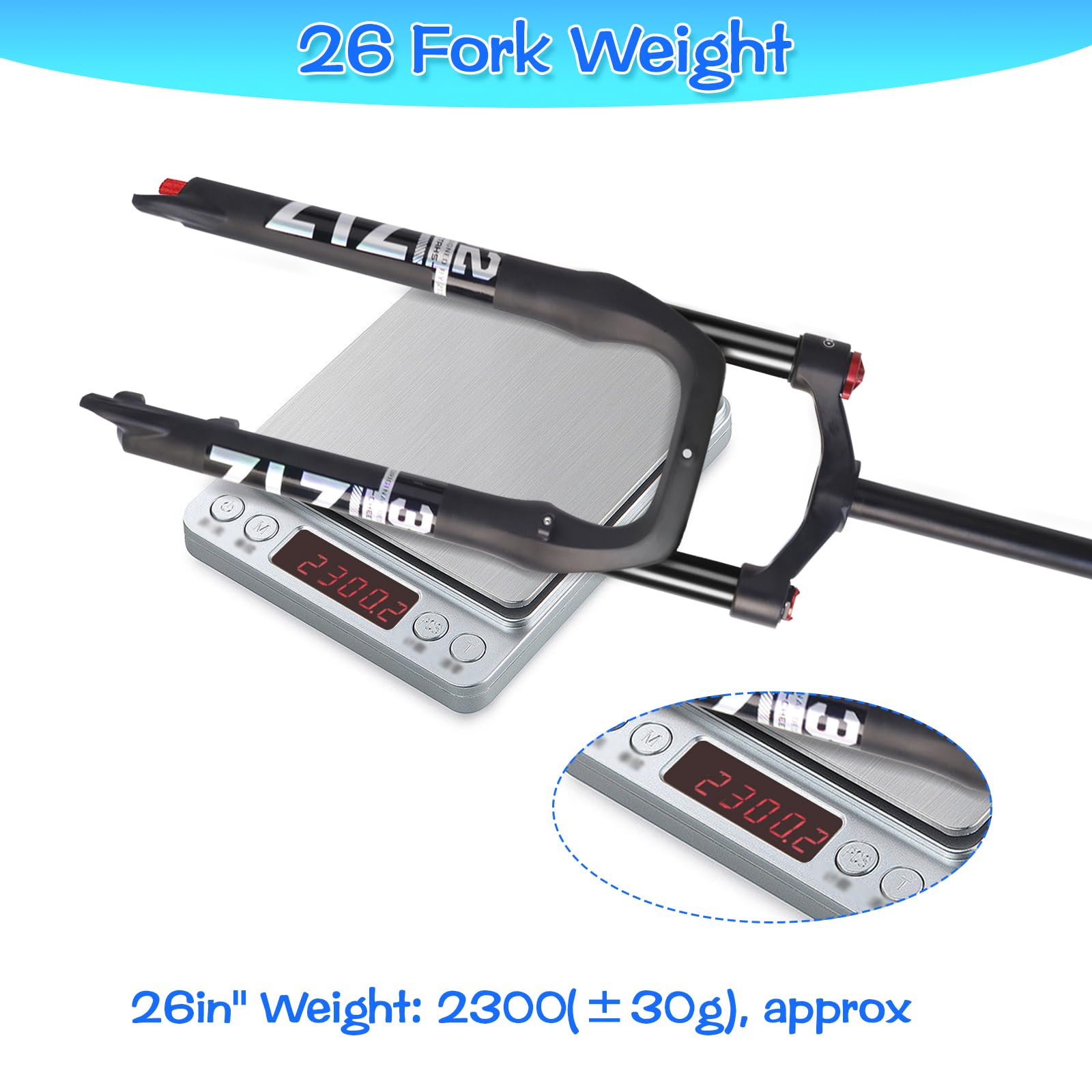 ZTZ 26 * 4.0 inch Fat Tire MTB Air Suspension Fork - Ultralight Rebound Adjustment Front Fork,120mm Travel, 135mm Spacing Hub,9mm QR,Crown Lockout, Ideal for Snow Beach XC Mountain Bikes