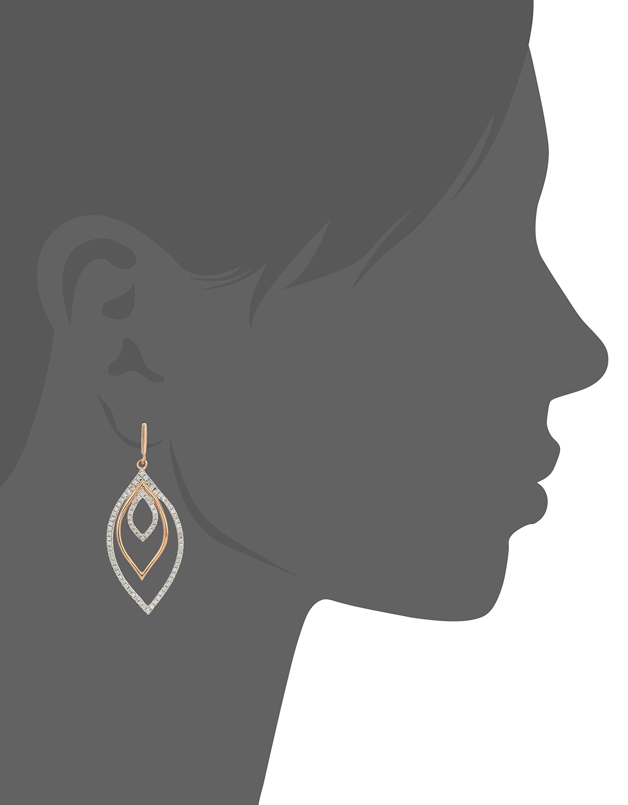 Vir Jewels 1/2 cttw Diamond Marquise Shape Dangle Earrings 10K White and Rose Gold 1.50 Inch