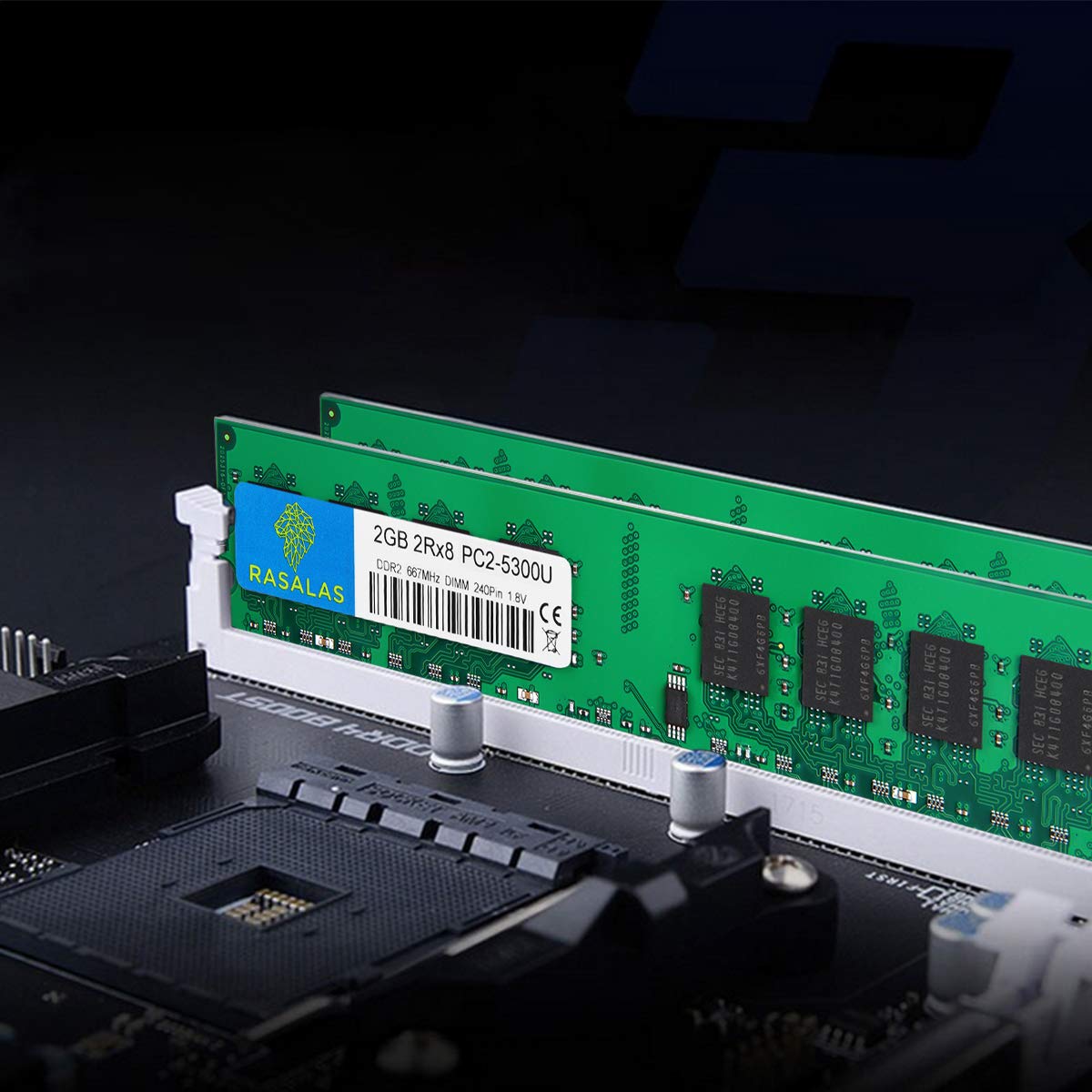Rasalas DDR2 800 PC2-6400 DDR2 4GB Kit (2x2GB) DDR2-800 Udimm Ram Desktop PC2-6400U 2RX8 1.8V CL6 240 Pin Non-ECC Unbuffered Desktop RAM Memory Modules
