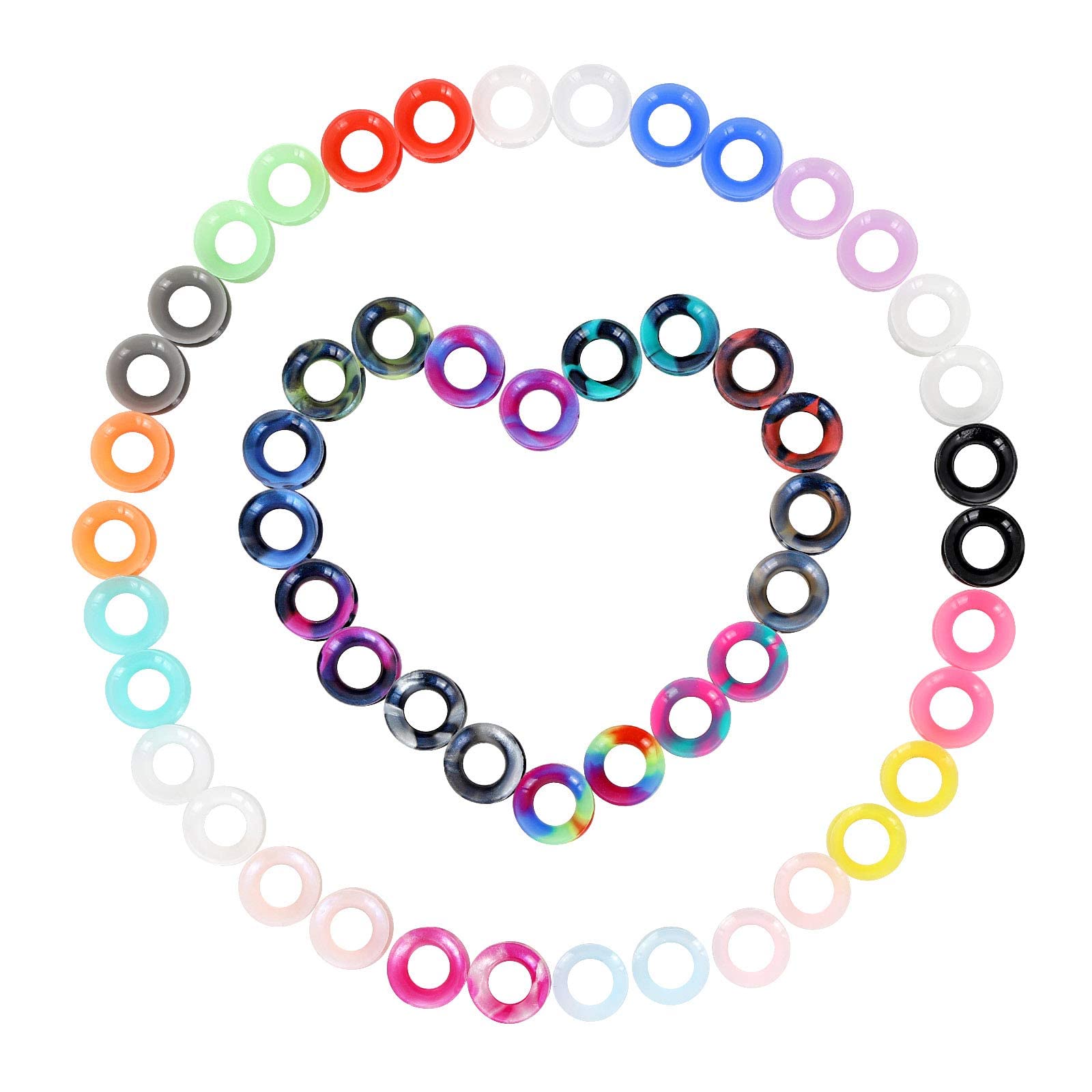 YOFANST 27 Pairs Soft Silicone Ear Gauges Plugs Double Flared Tunnels Flexible Ear Piercing Colorful Set 00G