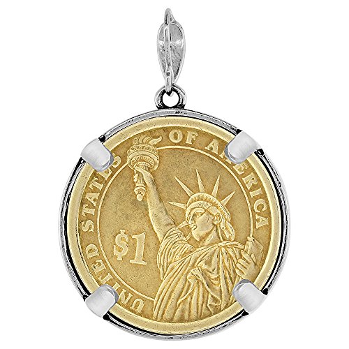 Sterling Silver Susan B. Anthony Bezel Sacagawea 26 mm Coins Prong Back Illusion Edge Coin NOT Included