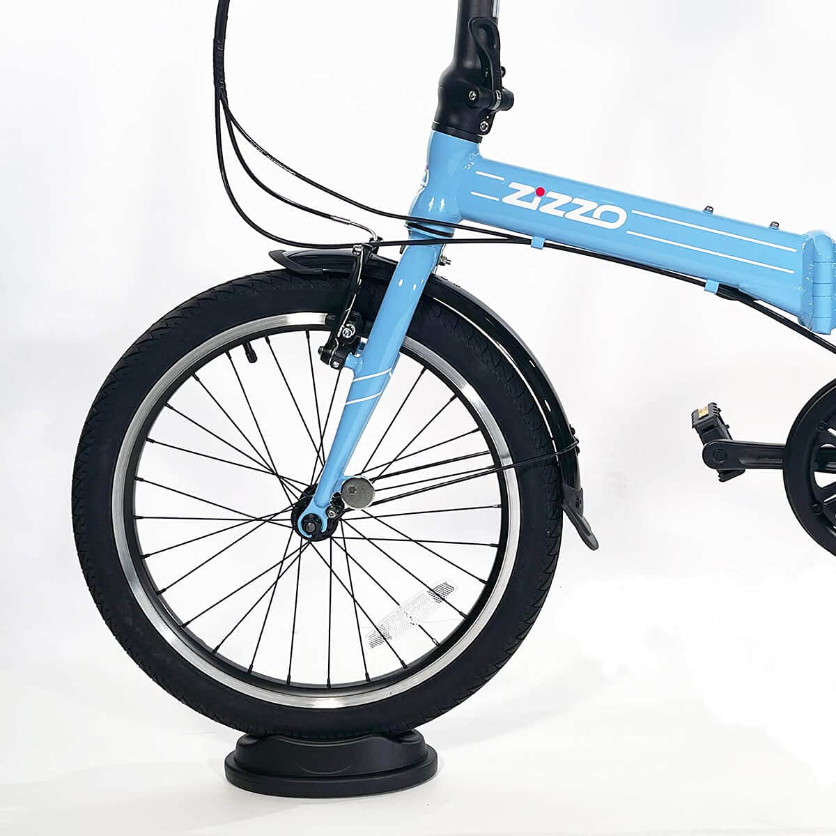 ZIZZO Folding Bicycle Indoor Trainer with Front Wheel Riser Block - FITS 20-INCH Wheel Bikes ONLY - NO EBIKE