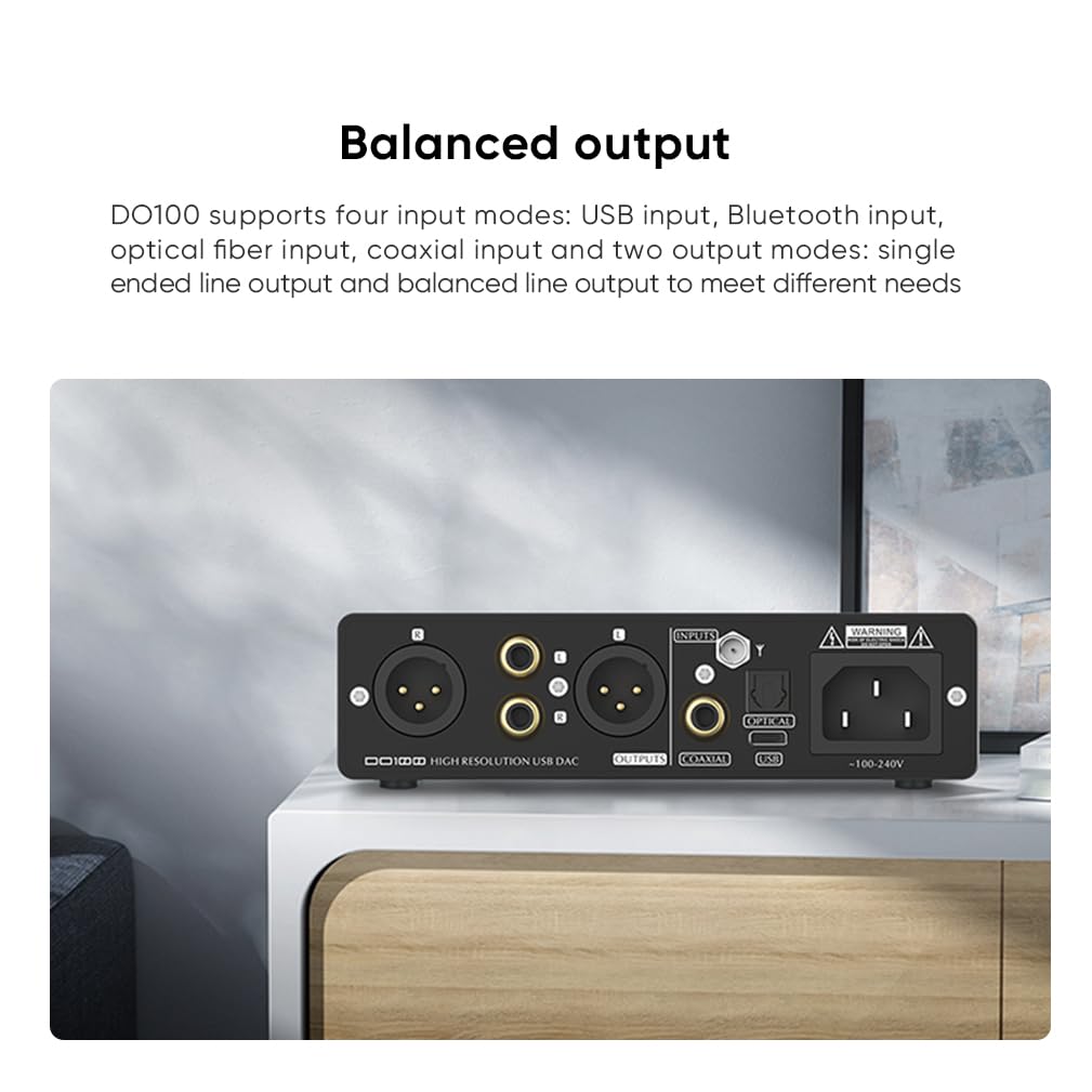 SMSL DO100 USB DAC ES9038Q2Mx2 OPA1612x4 Bluetooth5.1 DSD512 32bit/768kHz USB/BT/Opt/Coax Input RCA/XLR Output High Resolution Balanced Audio Decoder with Remote Control