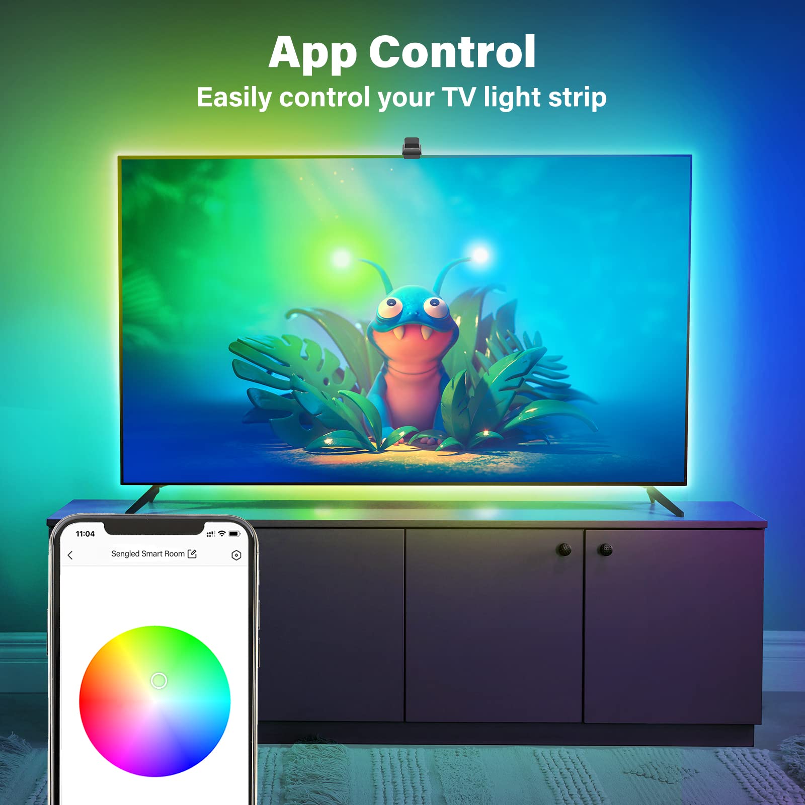 Sengled Vision G2 11.8FT LED Light Strip, Smart HD Camera, RGB Independent Control, Works with Alexa & Google, App Control, Off-line Mode, Ambient Lights for 50-60 inch TVs