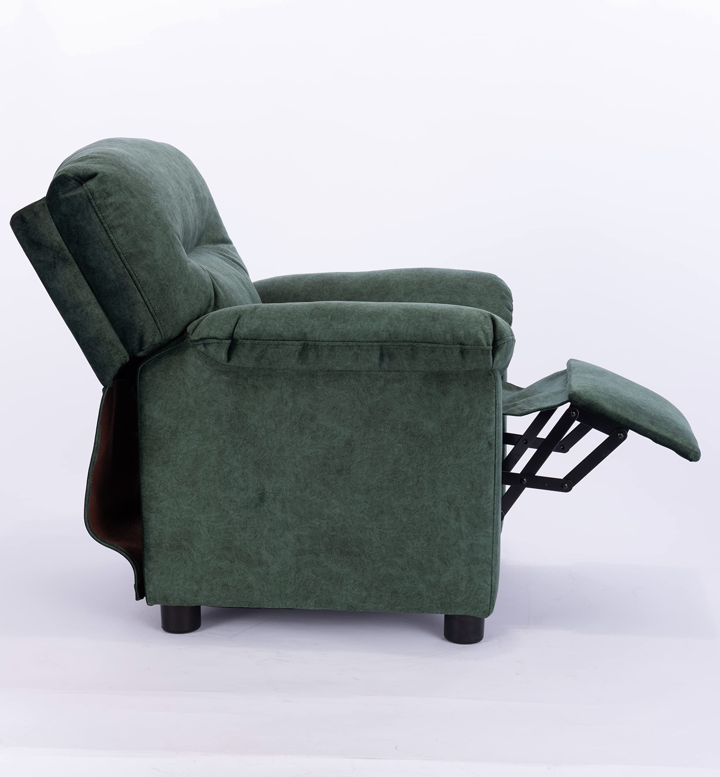 Q-Max Modern Sofa Chair with Pillow Top Armrest and Footrest, Green Finish Children Recliner