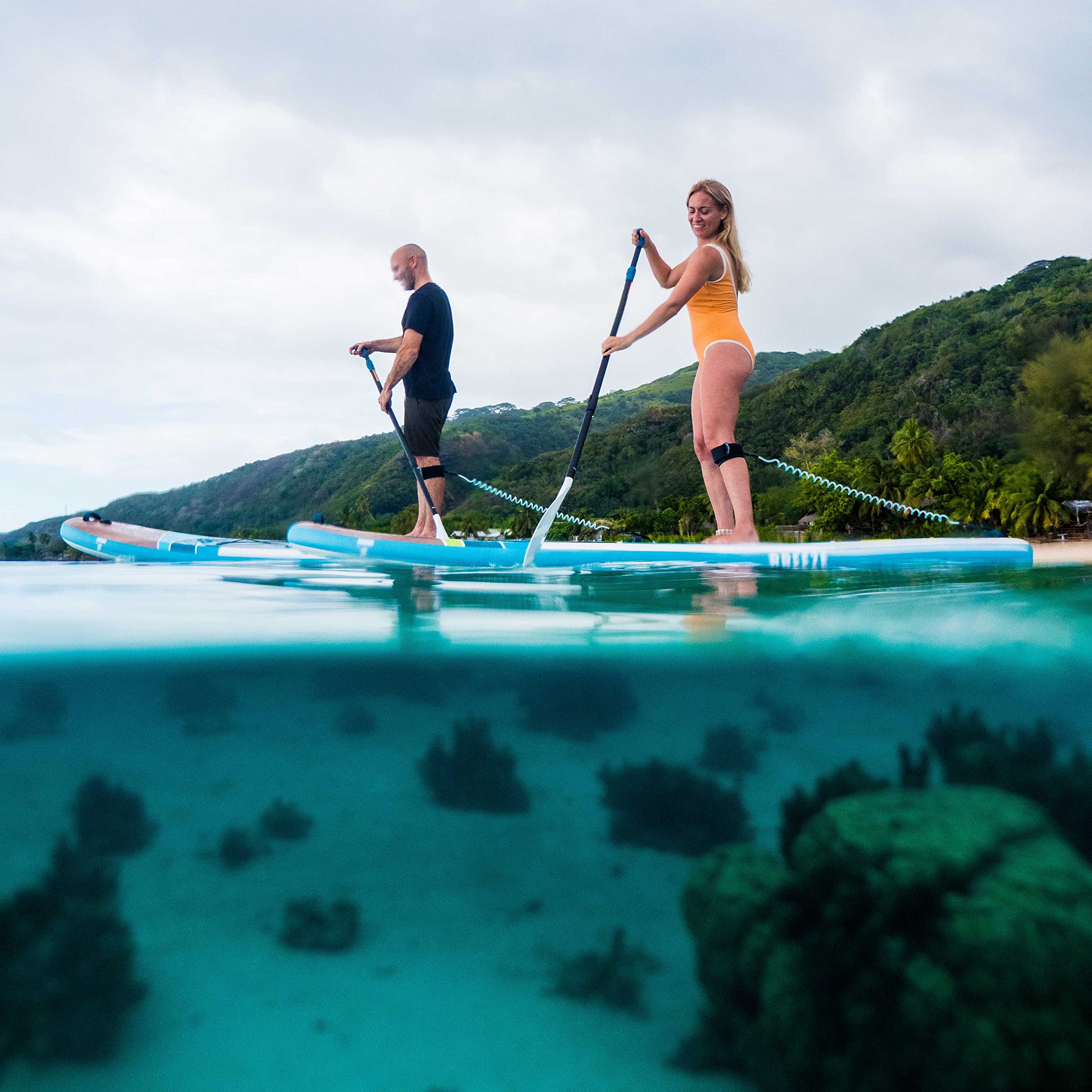 TAHE 11'0 Breeze Wing AIR Premium Inflatable SUP Paddleboard Package Complete with Paddle and Leash,Blue