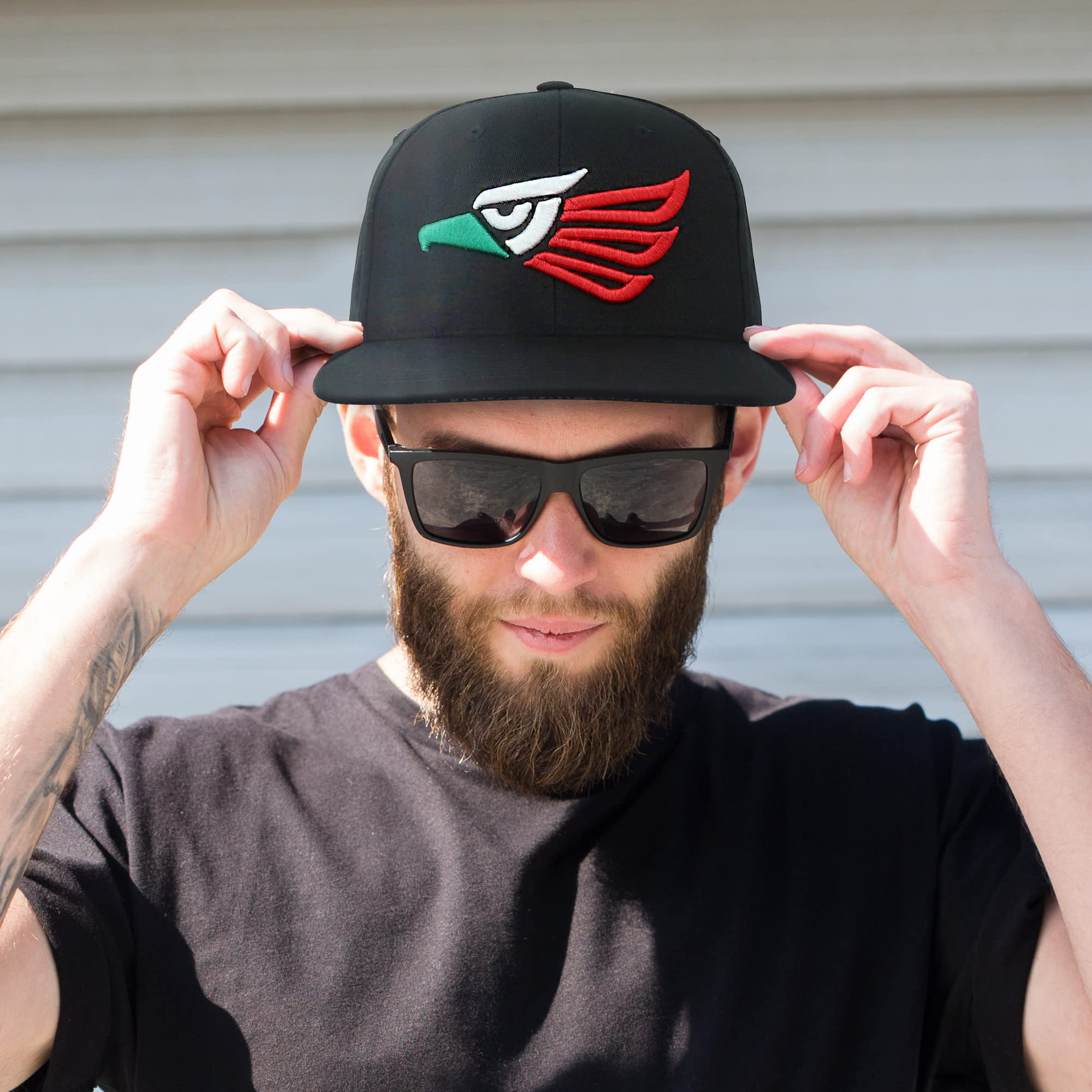 Trendy Apparel Shop Hecho En Mexico Eagle 3D Embroidered Snapback Cap - BLACK BLACK