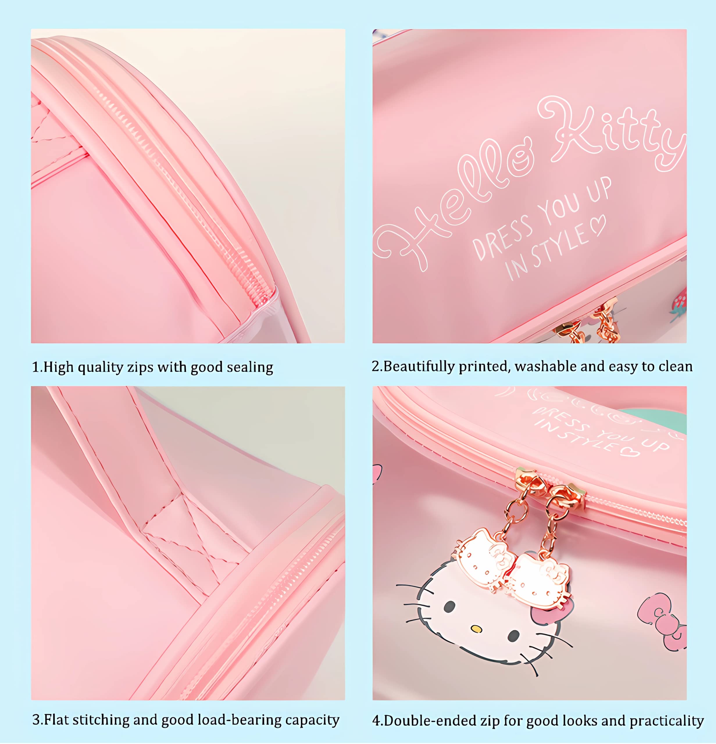 WIEEZN Cute Toiletry Bag for Women Girls, PU Leather Translucent Waterproof Makeup Cosmetic Bag, Travel Makeup Bag Organizer