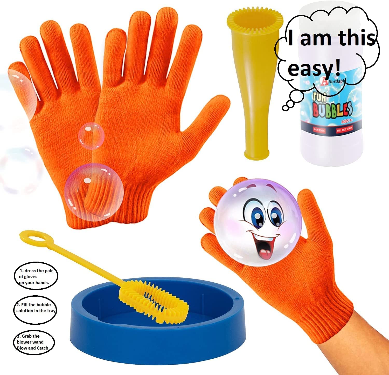 Touchable Bouncing Bubble Kit for Kids – Unpoppable Bubbles Solution Toy for Indoor & Outdoor Play – Unique Miracle Big Bubble Maker Game Makes a Great Gift for Boys & Girls
