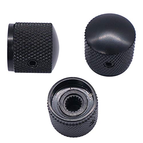 Taiss/3pcs Black Metal Dome Knobs Electric Guitar Volume Tone Control Knobs, Metal Volume Tone Knob,Suitable for 6mm Shaft ,with Inner Hexagon Spanner Knob-10BK