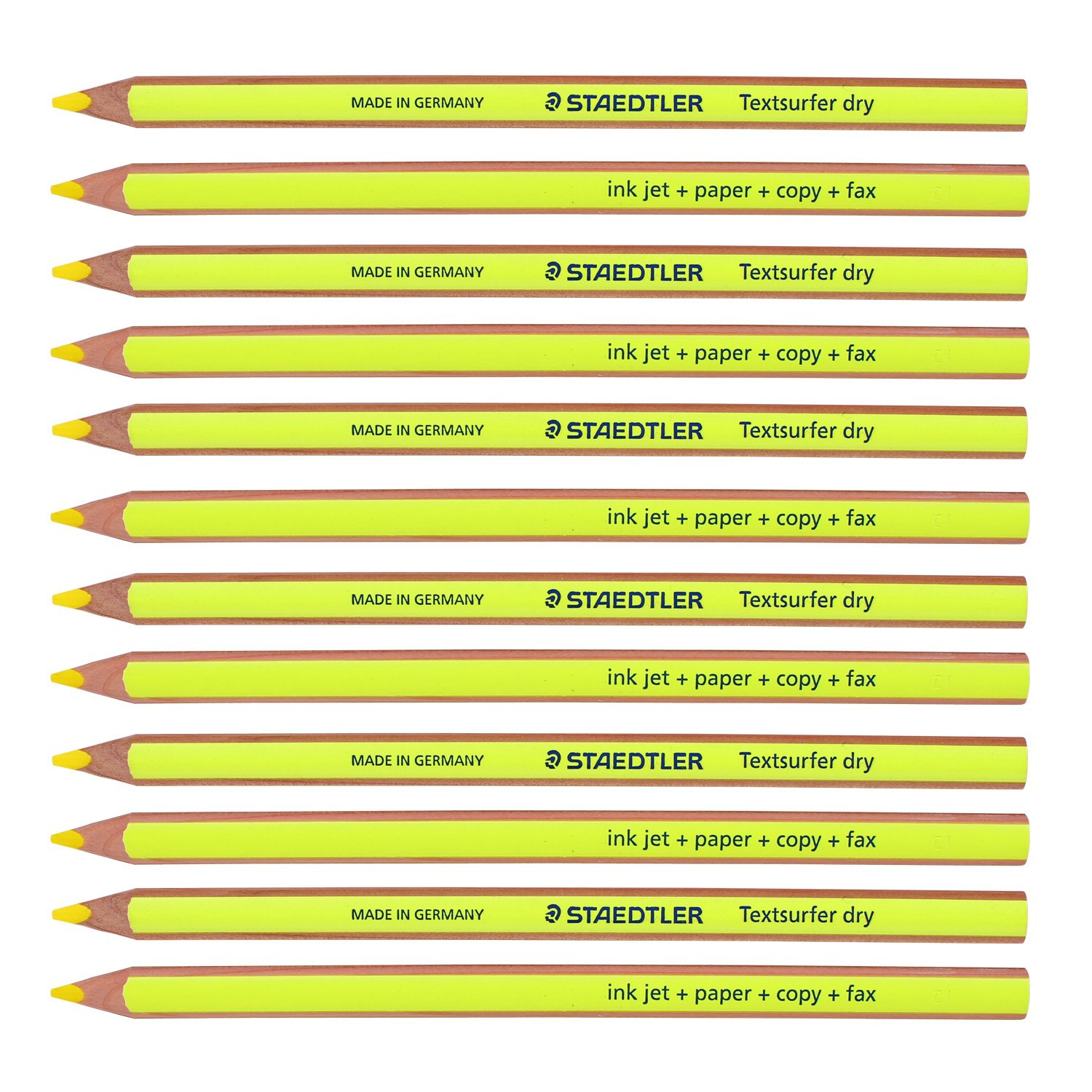 Staedtler Textsurfer Dry Highlighter Pencil 128 64 Drawing for Writing Sketching Inkjet,paper,copy,fax (Pack of 12 Yellow)
