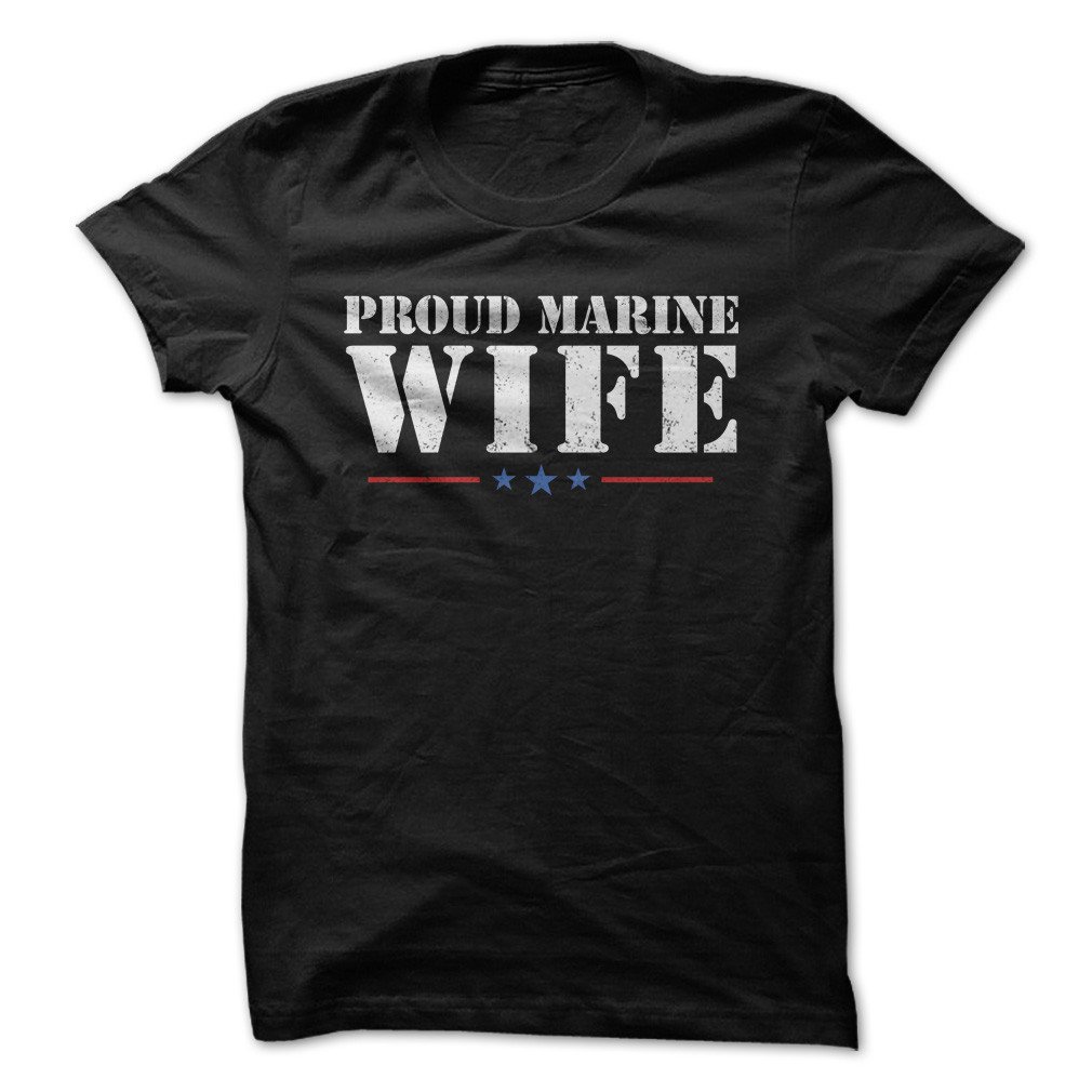Proud Marine Wife-T-Shirt/Black/XL - Made On Demand in USA