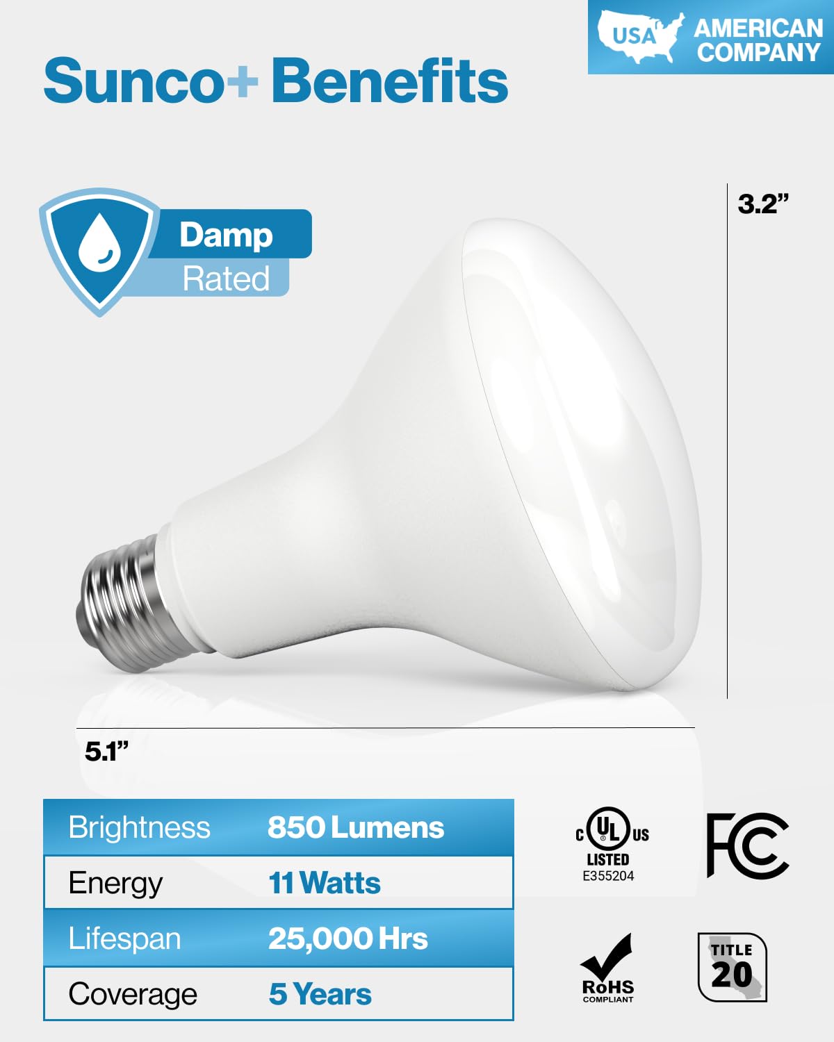 Sunco 8 Pack BR30 LED Bulbs, Indoor Flood Lights CRI93 11W Equivalent 65W 5000K Daylight 850 Lumens, E26 Base, 25000 Lifetime Hours Interior Home Dimmable Recessed Can Light Bulbs - UL