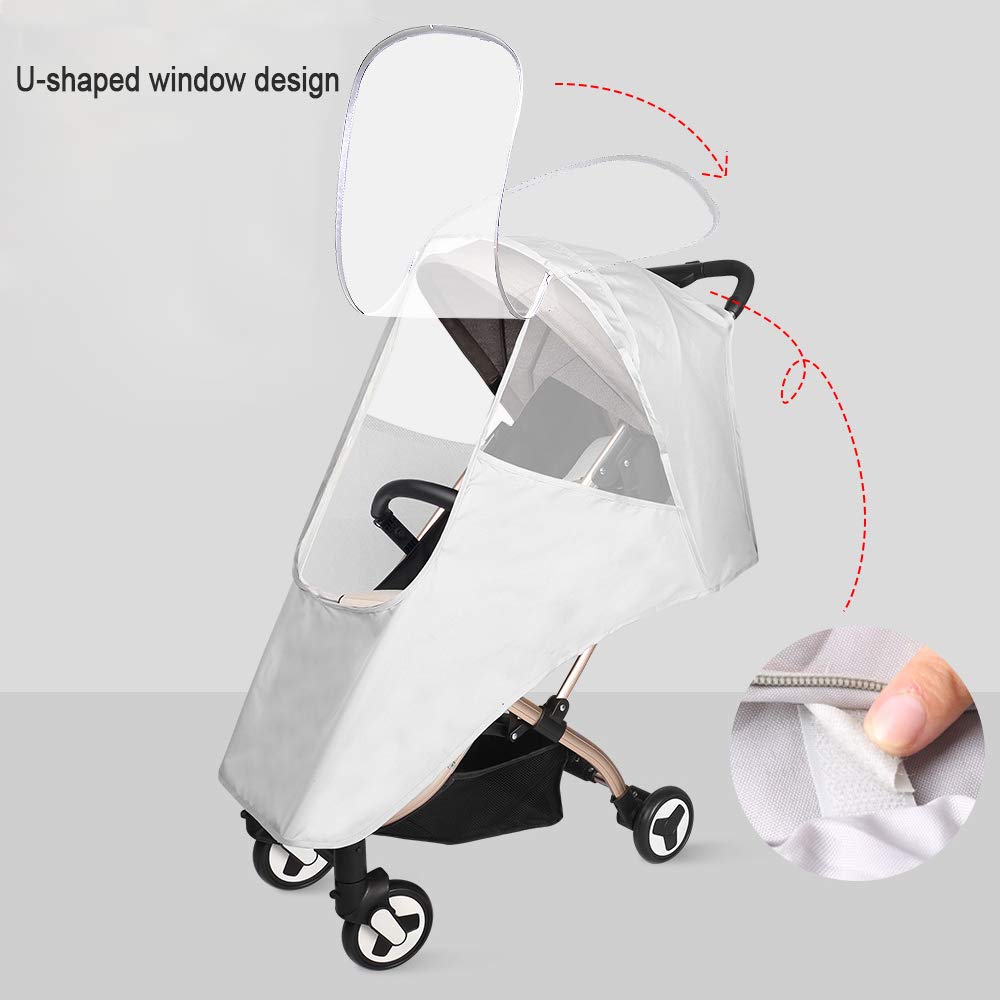 Tieesa Stroller Rain Cover Universal Size, Baby Travel Weather Shield, Weather Cover for Stroller, Windproof Rainproof Snowproof Dustproof Sunshade