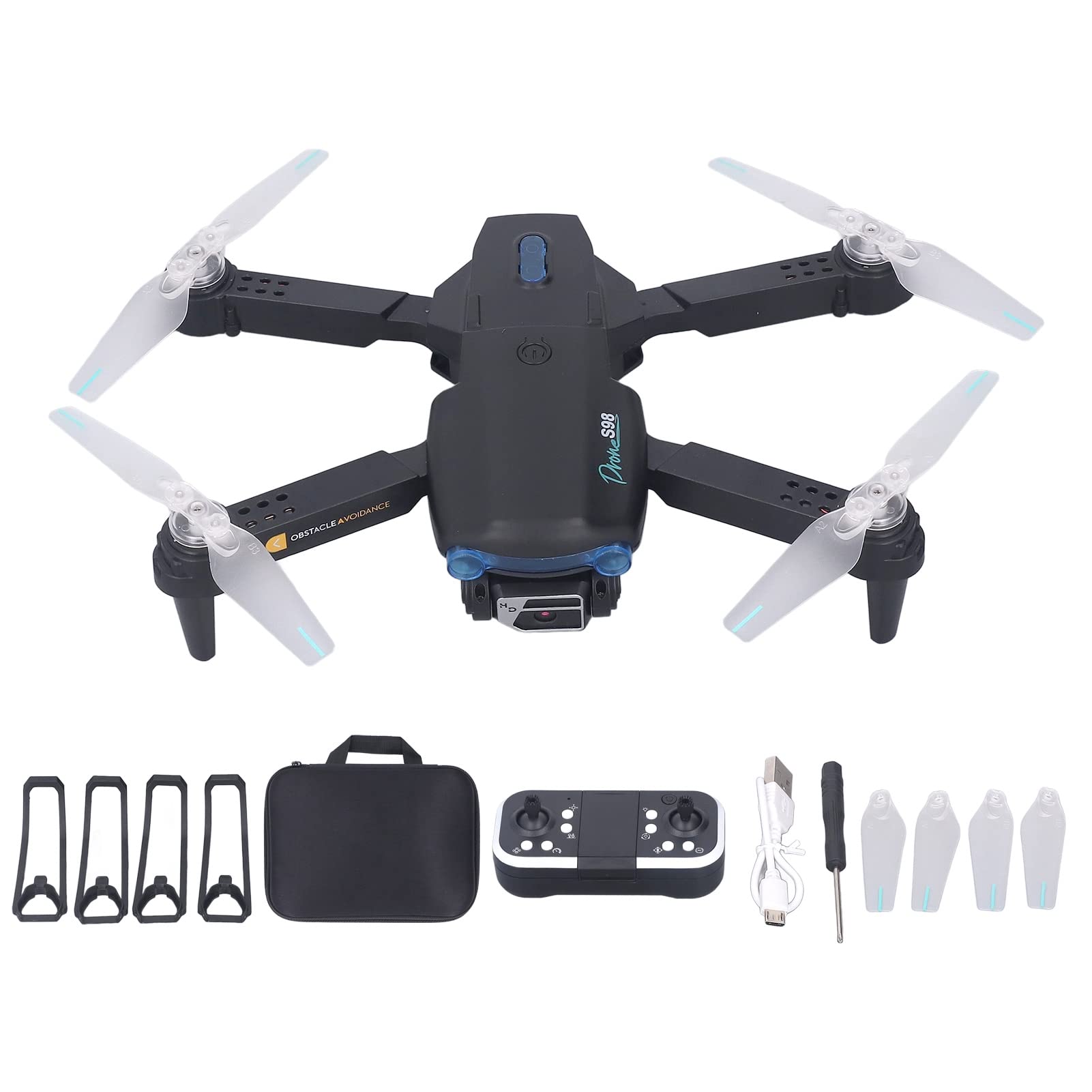 S98 RC Drone with HD Dual Camera, Folding Obstacle Avoidance RC UAV Quadcopter Helicopter for Kids Adults, 360 Degree, Altitude Hold, 72 LEDs Mode, for Photographing Video