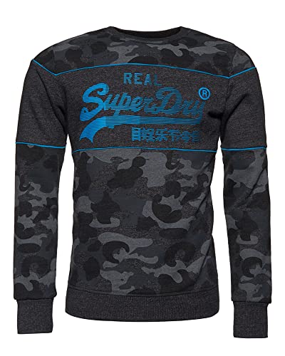 Superdry Mens Vintage Logo Camo Panel Sweatshirt Black Grit Size S