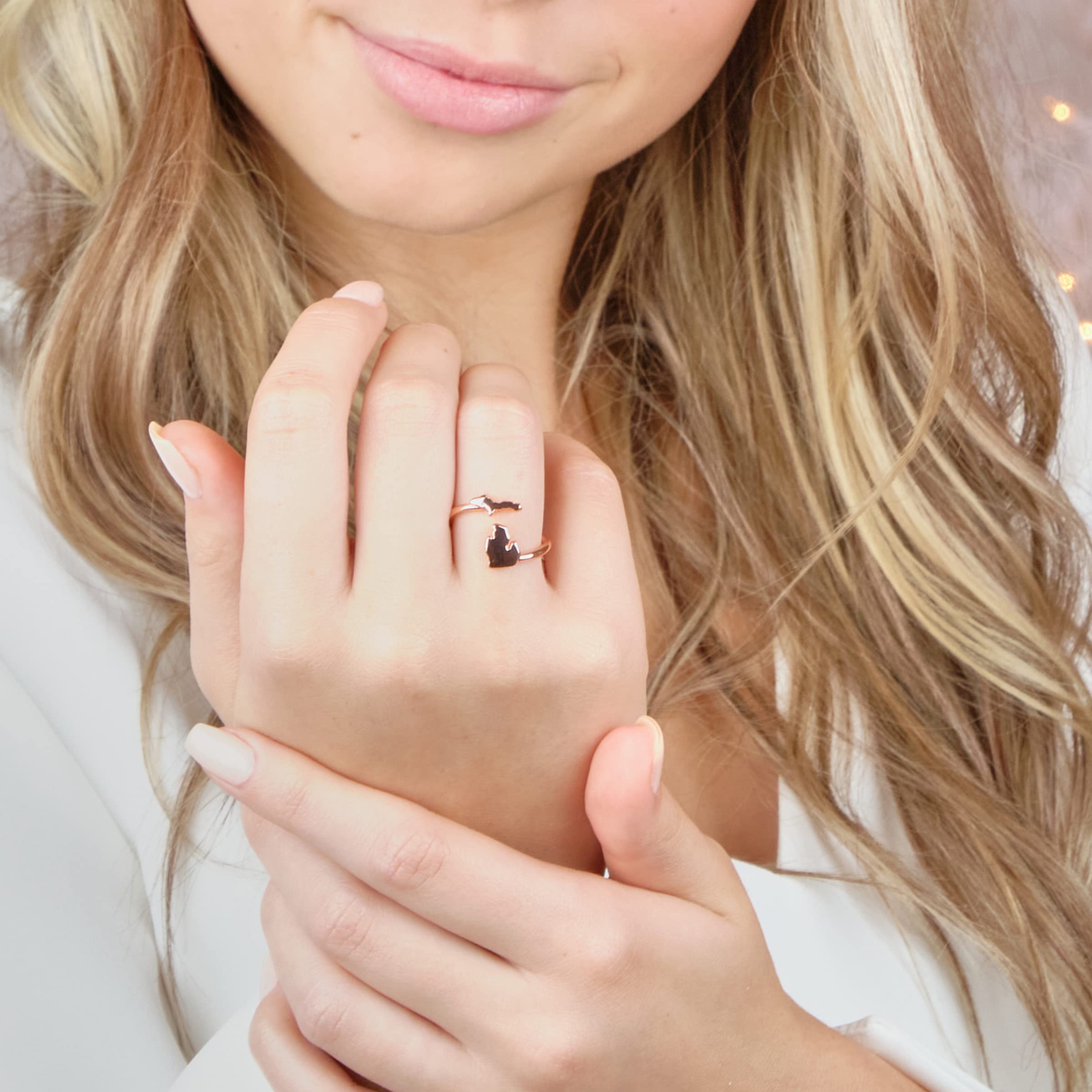 Stone Armory Copper Plated Michigan Ring For Women | State Of Michigan Jewelry | Adjustable In Size Michigan Ring | Perfect Upper Peninsula Michigan Gift