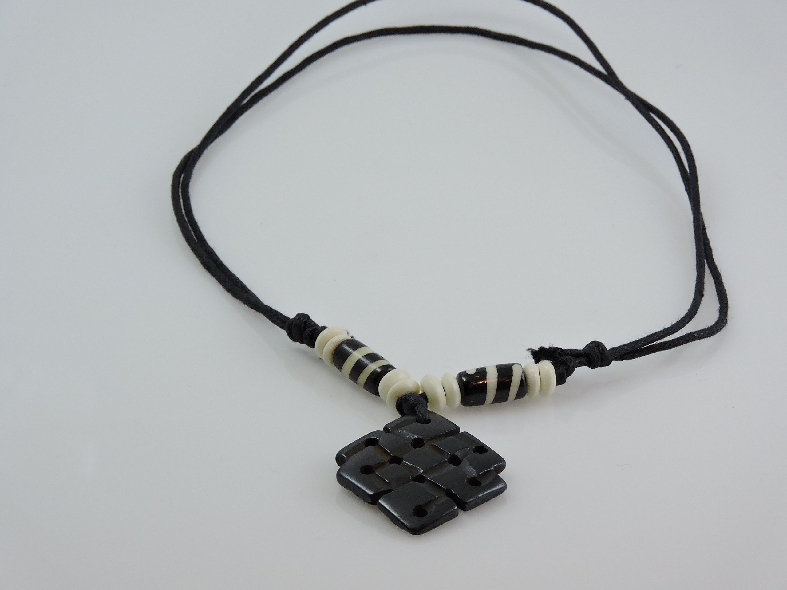 Tibetan Eternal Knot Yak Bone Pendant Necklace