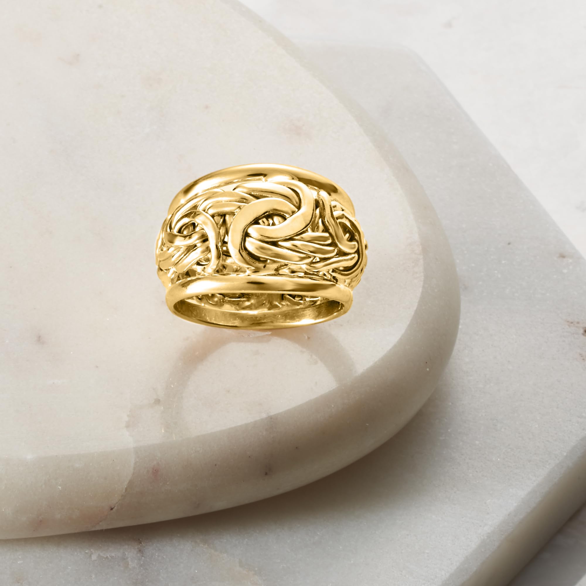 Ross-Simons 14kt Yellow Gold Byzantine Link Ring. Size 9