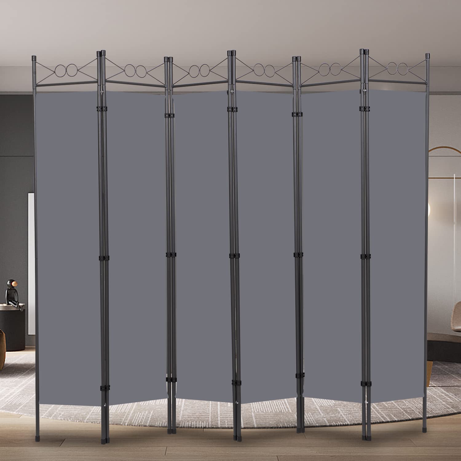 Room Divider 4 Panel Tall Room Dividers and Folding Privacy Screens, 6 Ft Indoor Divider Room Fabric Panel W/Matel Frame, Freestanding Wall Divider Screen, Partition Room Dividers for Office, Dorm