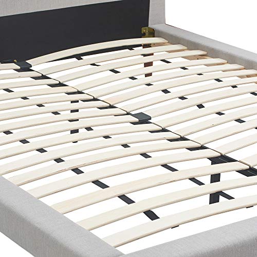 Serta Sierra Collection Upholstered Platform Bed, Low-Profile Design, Tufted Headboard, Soft Textured Fabric, Requires No Box Spring, Queen-Size, Gray