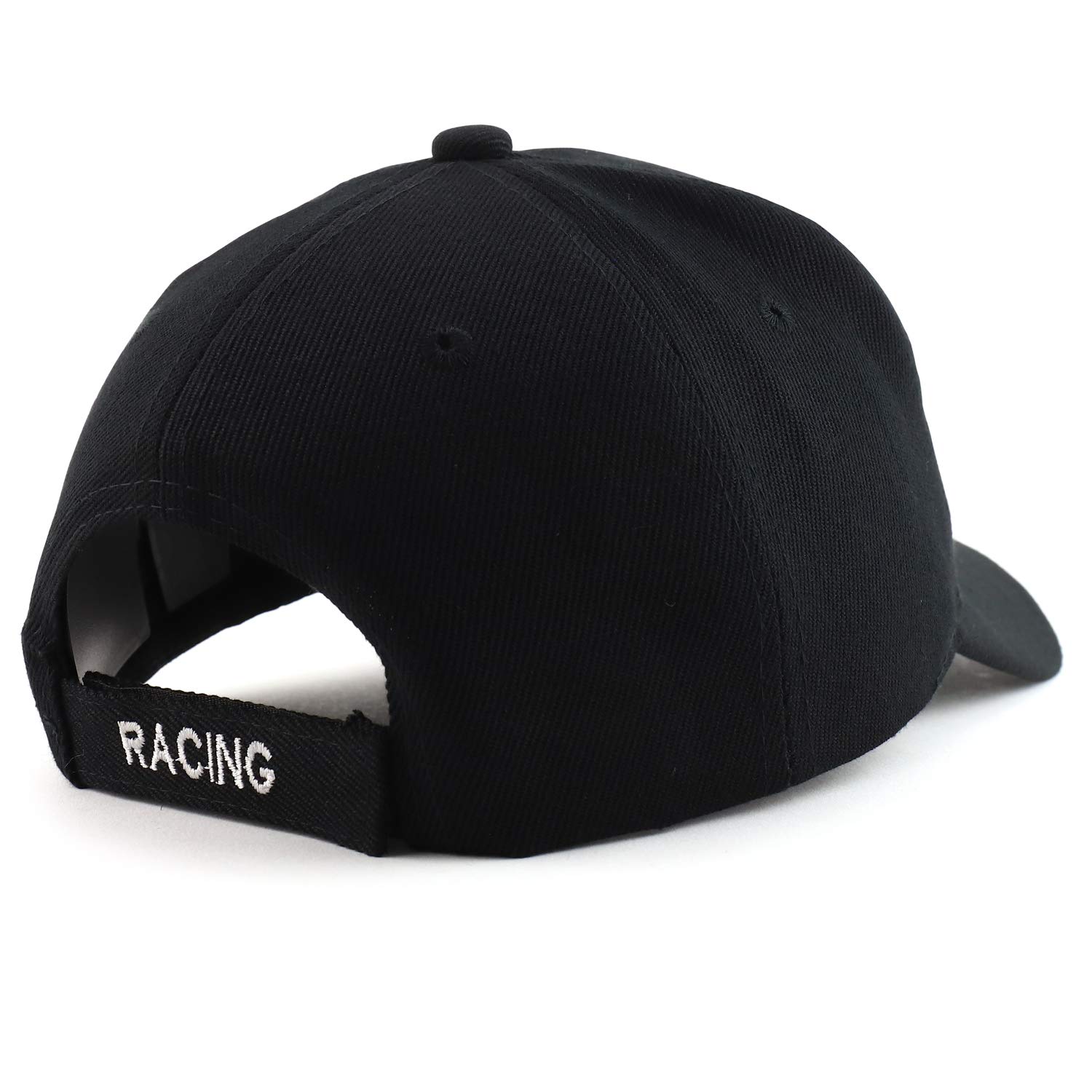 Trendy Apparel Shop Racing 3D Embroidered Flame Car Race Flag Baseball Cap - Black