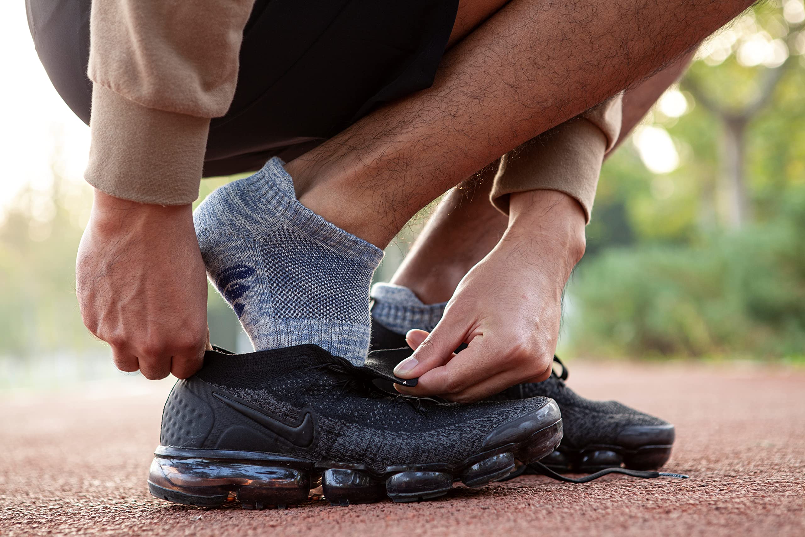 u&i Men's Performance Cushion Cotton Low Cut Ankle Athletic Socks with Tab, Grey (6-Pack)