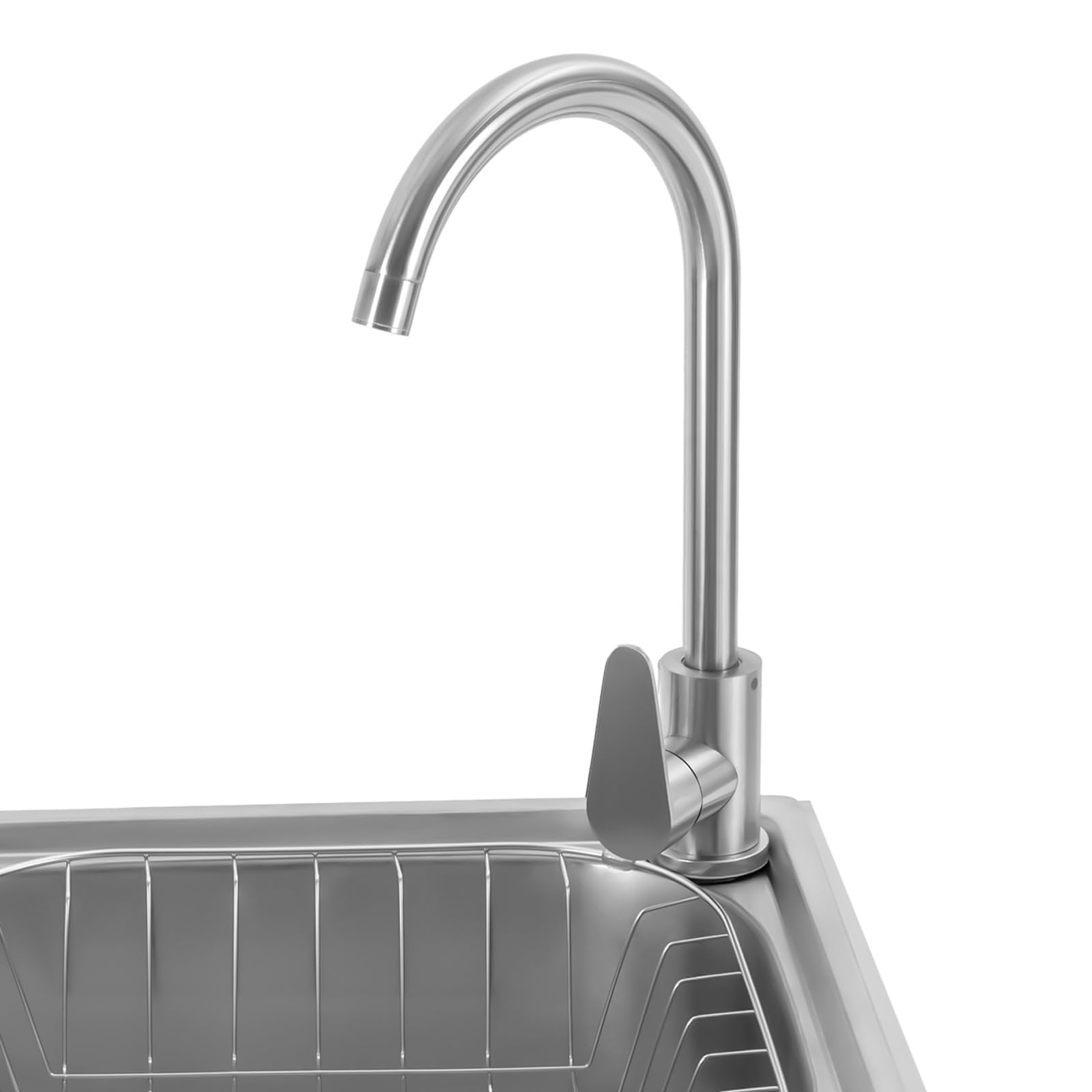 Stainless Steel Utility Sink Single Bowl, Free Standing Kitchen Sink with Faucet, Drain Basket & Storage Shelf for Restaurant Kitchen Garage, 19.6"Lx 15.7"W x 29.5"H