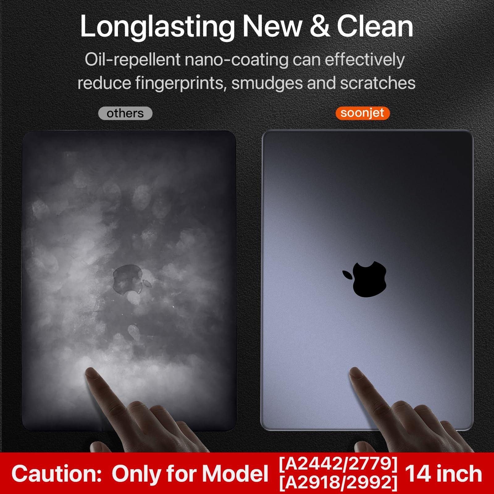 Soonjet for MacBook Pro 14 inch Case 2023-2021 M3 Pro/Max A2918 A2992 M2 A2779 M1 A2442 [100% Match Official Color] [Scientific Slim] Protective Hard Case Matte Cover for Laptop - Space Gray Clear