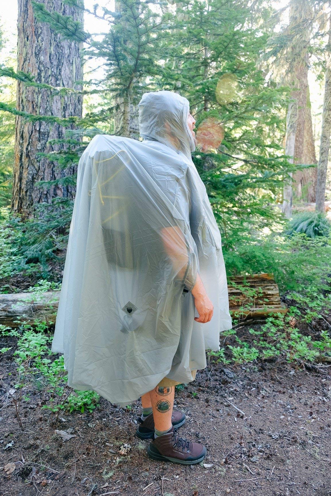 Six Moon Designs Gatewood Cape - 11 oz. - 1 Person Ultralight Tarp/Cape (Gray) Packs Small. The ONLY Poncho-Style Tarp to Provide Complete 360° Protection.