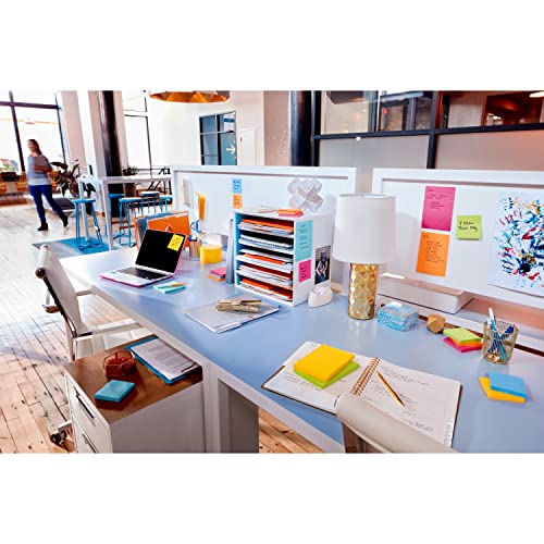 Post-it Super Sticky Notes, 3x3 in, 5 Pads, 2x the Sticking Power, Energy Boost Collection, Bright Colors, Recyclable (654-5SSUC)