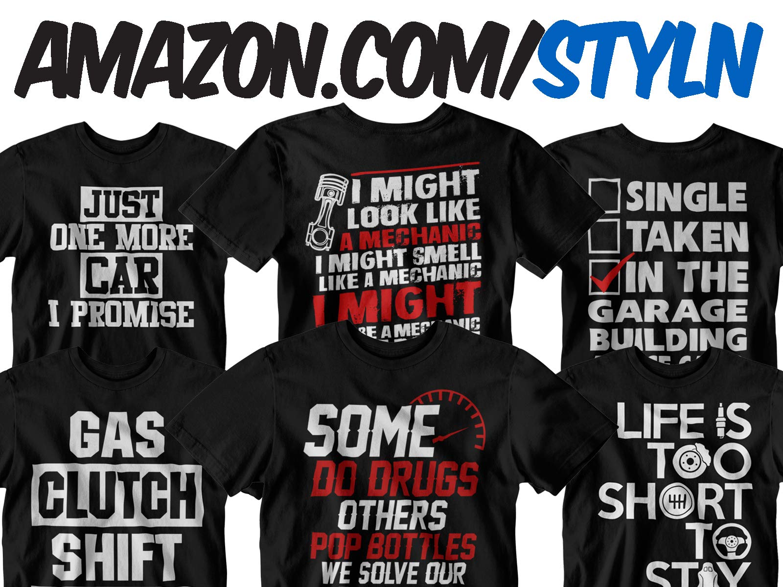 STYLN Money BUYS CAR Parts Happiness T-Shirt (Medium) Black
