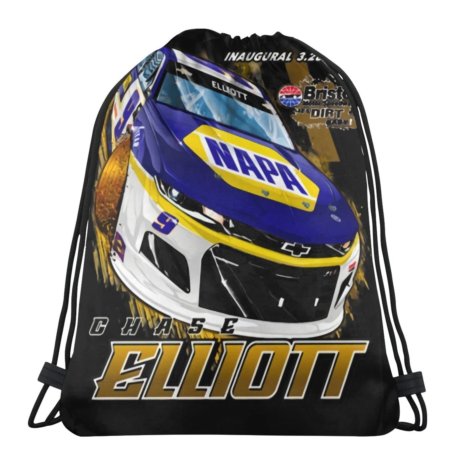 RATRIG Chase Elliott 9 Drawstring Backpack Bag Large Gym String Sack Sport Sackpack Tote Packet for Shopping Yoga