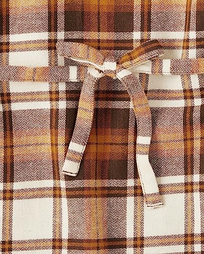 The Children's Place Girls' One Size Long Sleeve Plaid Fall Fashion Dress, Hay Stack, Medium