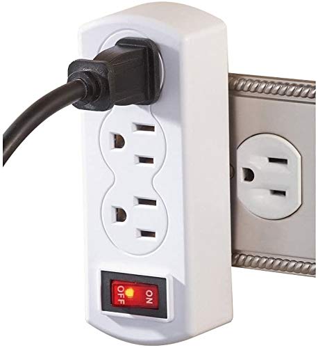 Topro23 Multi Outlet Wall Plug Grounded Triple Outlet Adapter with ON/OFF Switch 3 Prong ETL Listed 2 Pack White TP-SY610
