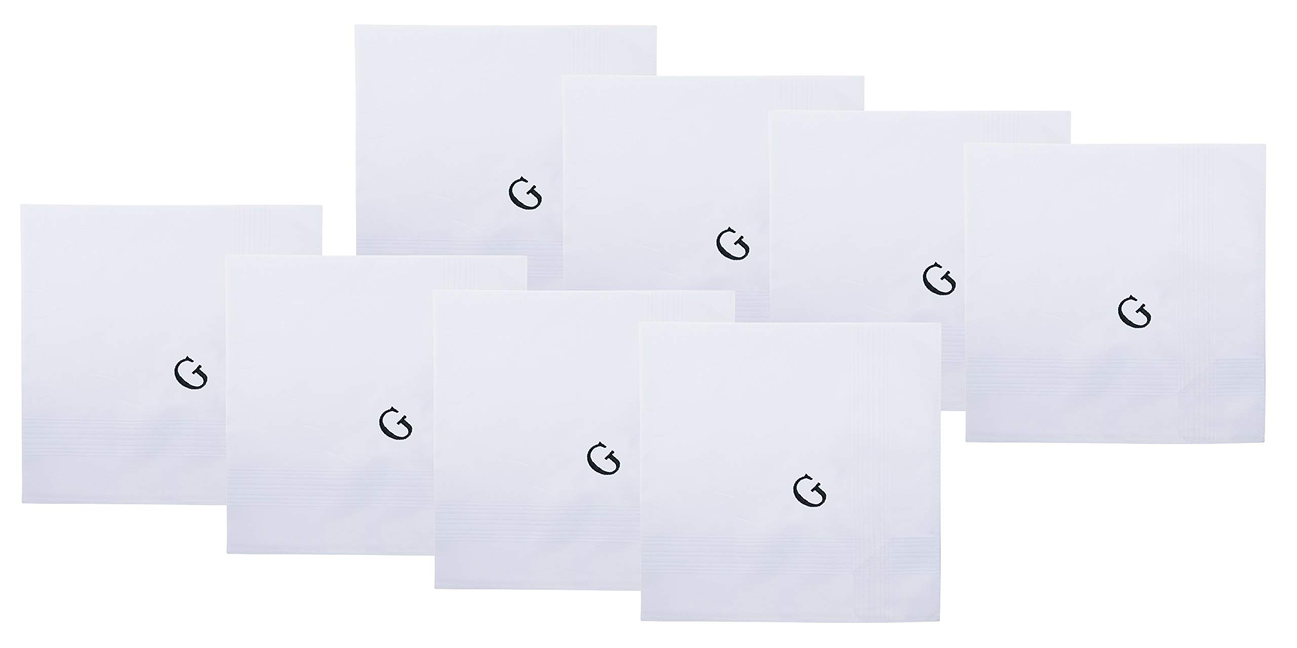 Retreez 8 Piece Pure Cotton Initial Monogrammed Men's Handkerchiefs Hanky Gift Box Set - Set J Initial